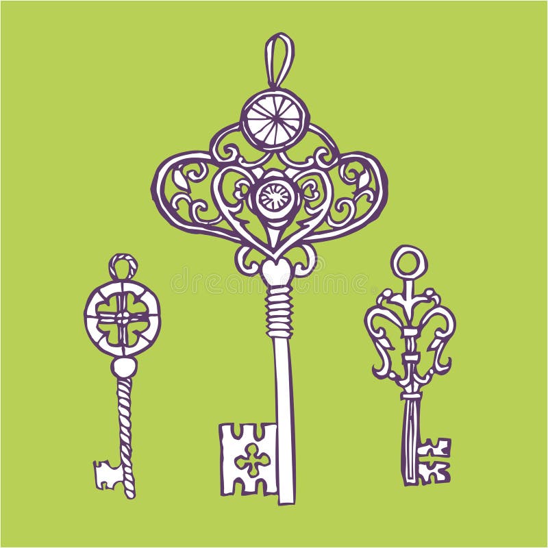 Set of Vintage Keys.retro Key Vector Logo Design Template. Antiques or ...