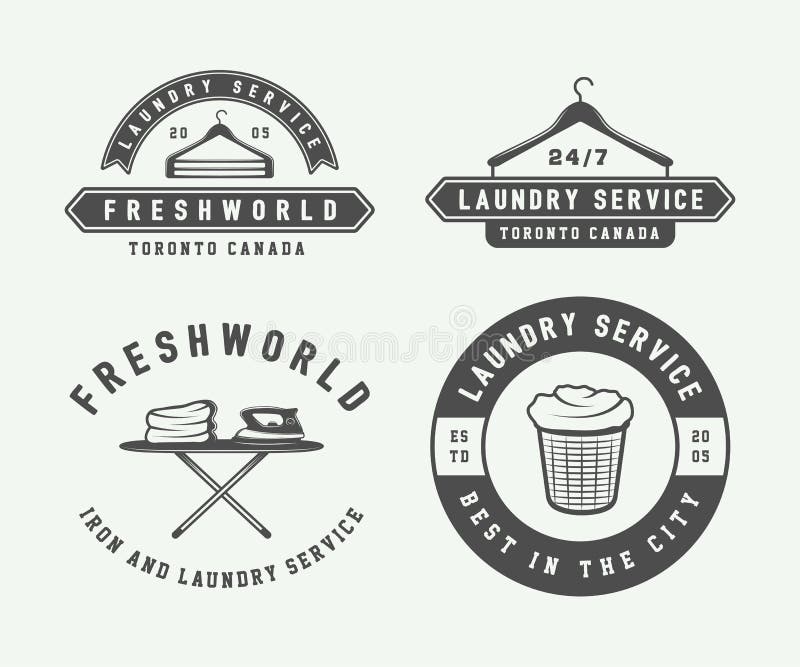 Set of Vintage Laundry Emblems Stock Vector - Illustration of dryer ...