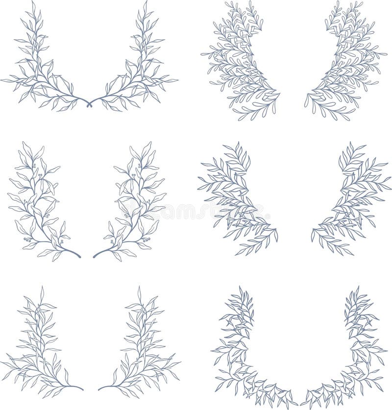 Set Vintage Leaves Wreath Wedding Crest Monogram Shield Emblem Crest ...