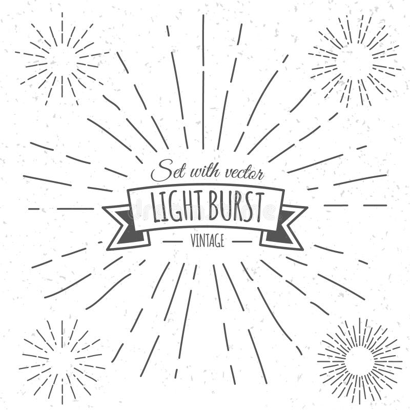 Set with Vintage Light Burst Stock Vector - Illustration of flash, bang ...