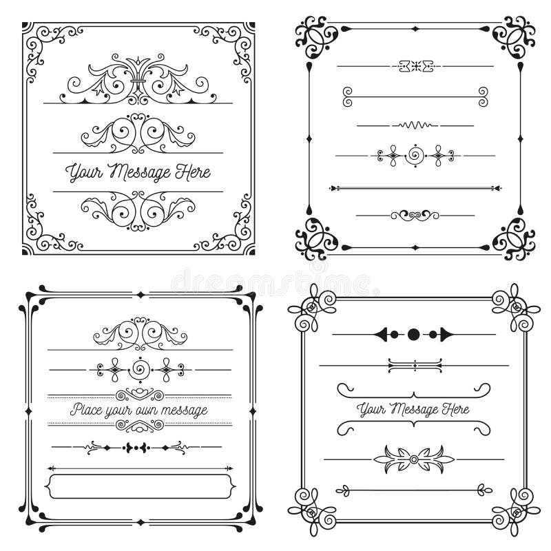 Set of 140 Vintage Line Elements. Retro Design Elements. Ornaments and ...