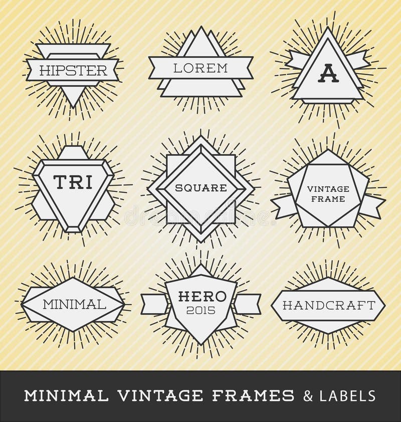 Set Of Vintage Line Frames And Labels With Sunburst. Stock Vector ...