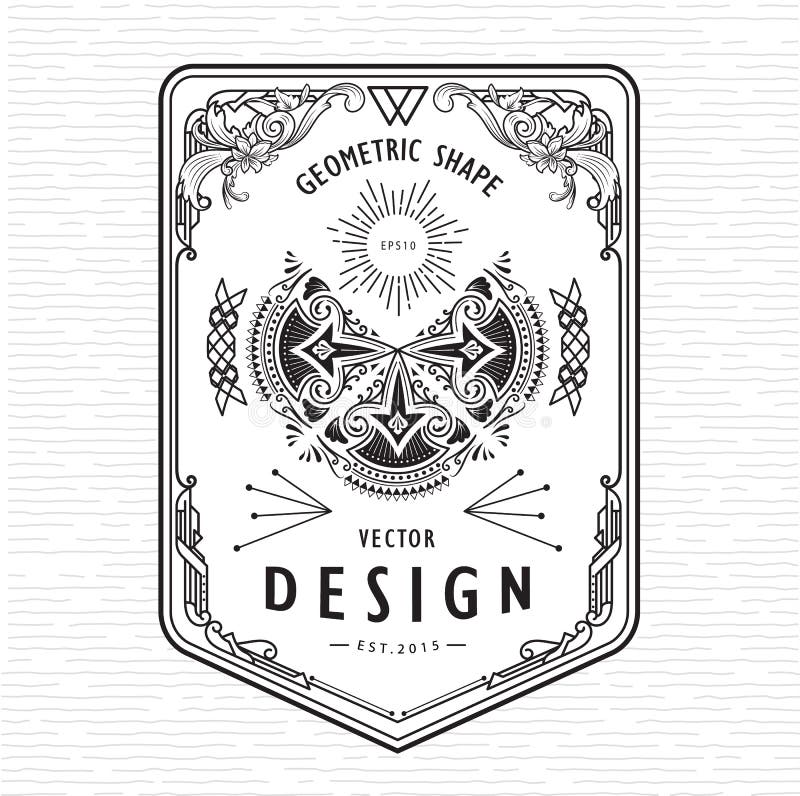 Set of Vintage Linear Thin Line Geometric Shape Art Deco Retro D Stock ...