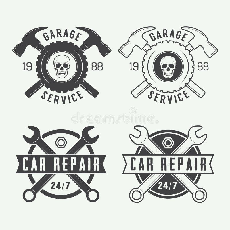 Set of Vintage Mechanic Labels, Emblems and Logo. Vector Illustration ...