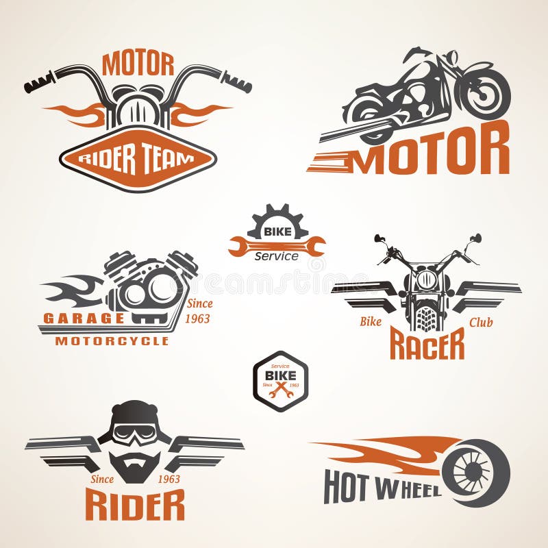 Set of Vintage Motorcycle Labels, Badges Stock Vector - Illustration of ...