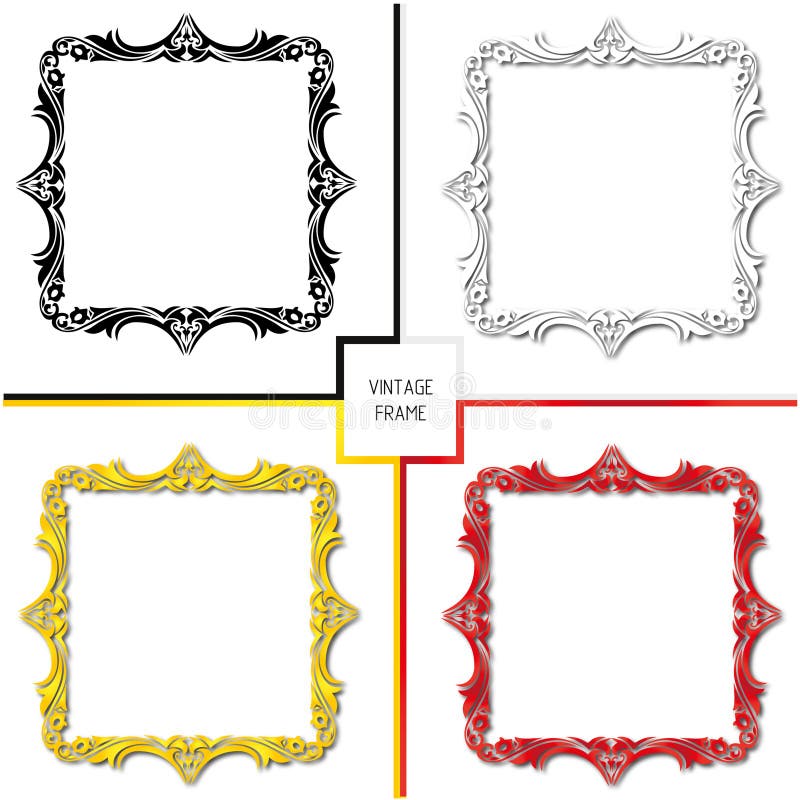 Set of Vintage Multicolored Frames with Elements of Ornament Stock ...