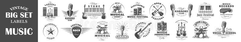 Set of Vintage Musical Labels Templates Stock Vector - Illustration of ...