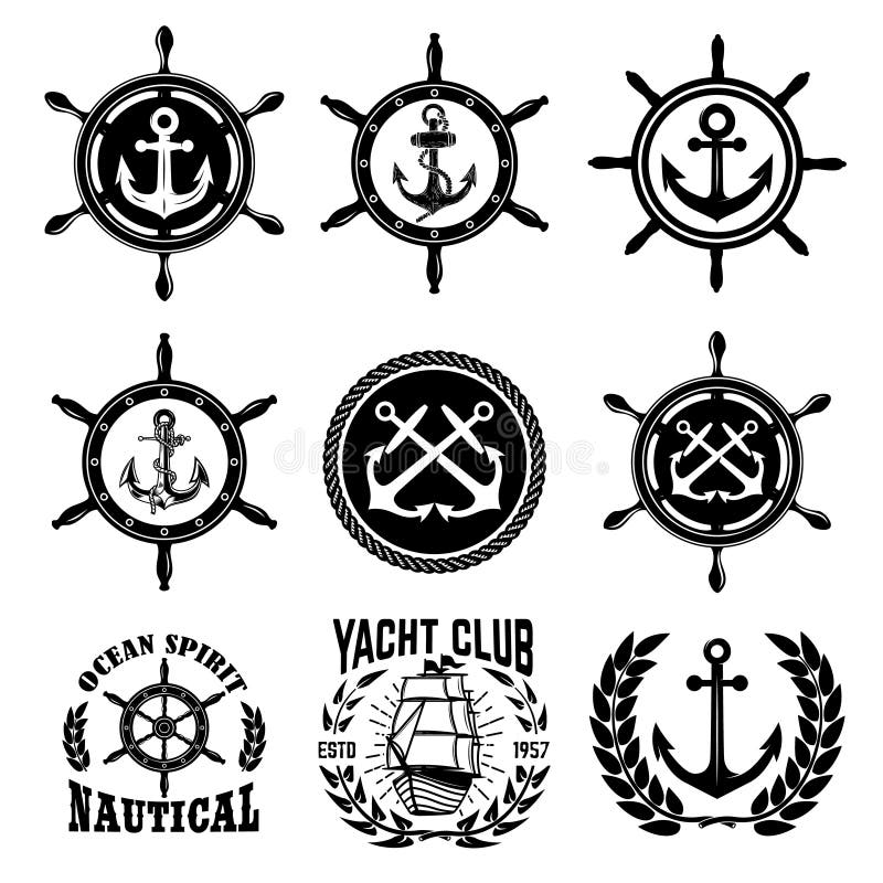 Set of Vintage Nautical Emblems. Design Elements for Poster, Emblem ...