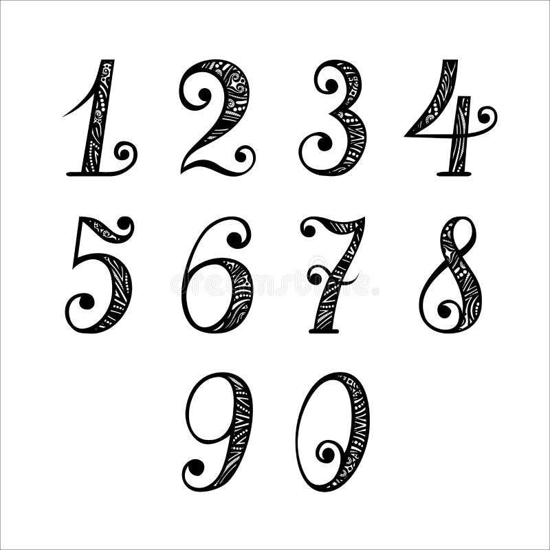 Set of Vintage Numbers stock vector. Illustration of scroll - 38920608