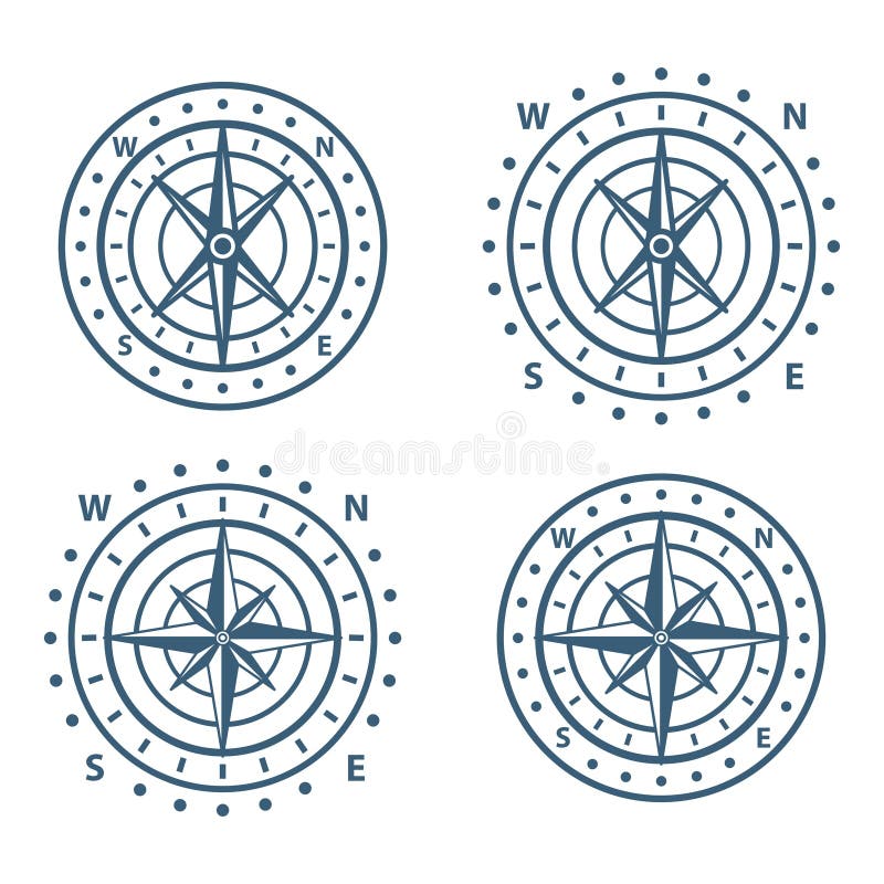 Set of Vintage or Old Different Style Compass Stock Vector ...