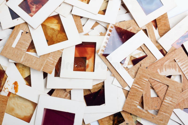 Set of Vintage Old Slides, Photos and Film Stock Photo - Image of ...