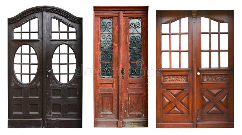 Set of Vintage Old Wooden Entrance Doors Stock Image - Image of home ...