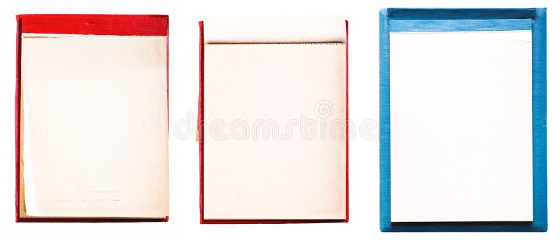 Set Vintage Open Blank Page Notebook. Old Blue Paper Notepad Stock ...