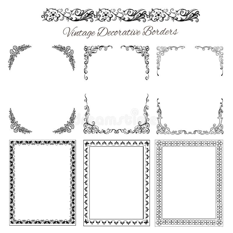 Set of Frames and Borders in Retro Style. Stock Vector - Illustration ...
