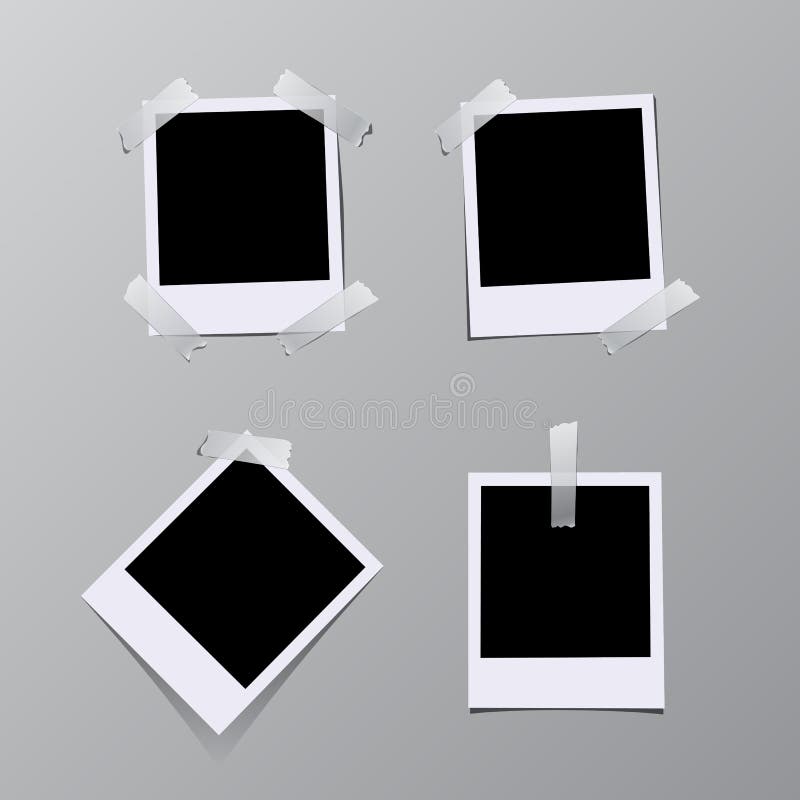 Set of Vintage Photo Frames Sticked on Tape. Vector Illustration. Stock ...