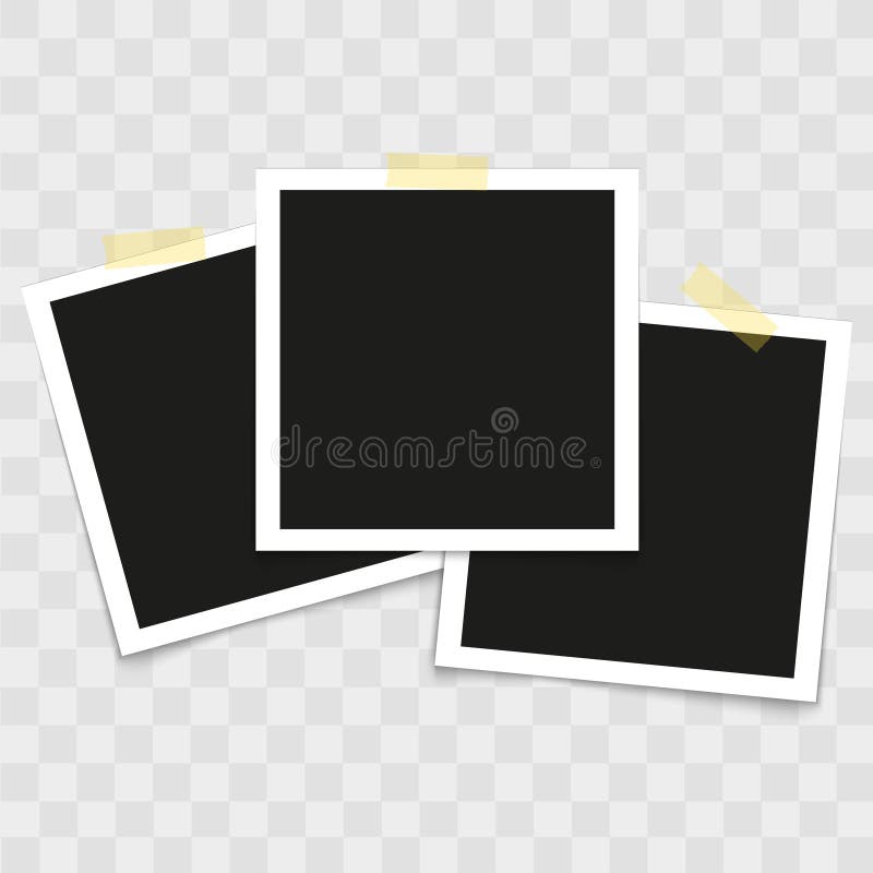 Set of Vintage Photo Frames with Pins on Transparent Background. Vector ...
