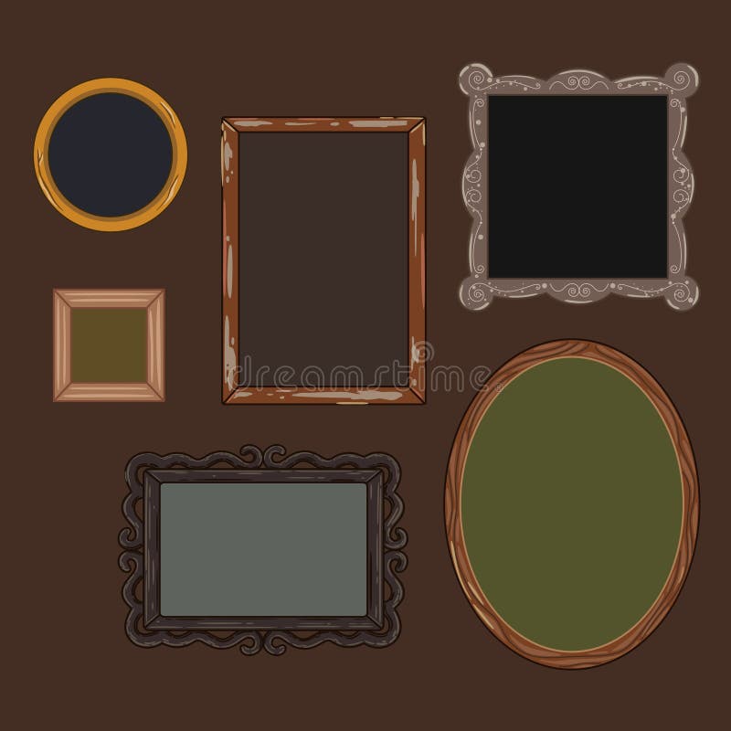 Set of Vintage Photo Frames on the Wall. Stock Vector - Illustration of ...