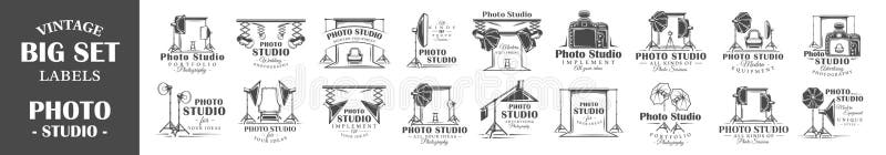 Set of Vintage Photo Studio Labels Stock Illustration - Illustration of ...