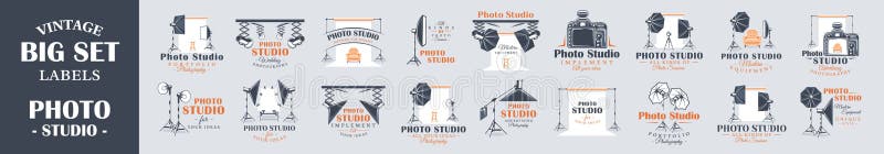 Set of Vintage Photo Studio Labels Stock Vector - Illustration of ...