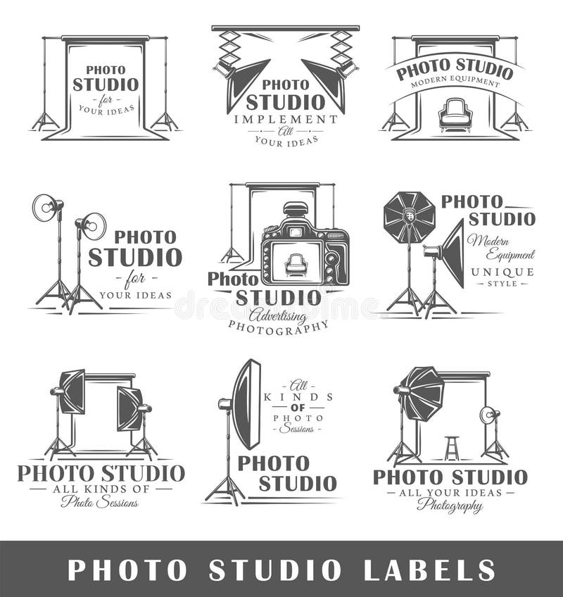 Set of Vintage Photo Studio Labels Stock Vector - Illustration of ...