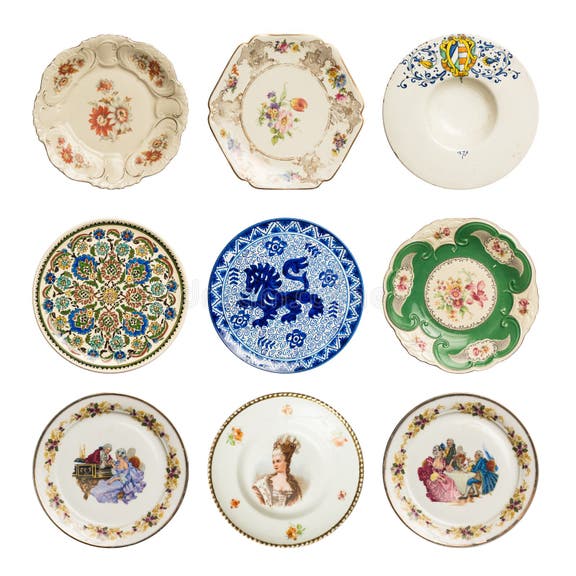 Set of vintage plates stock image. Image of patterned - 31031013