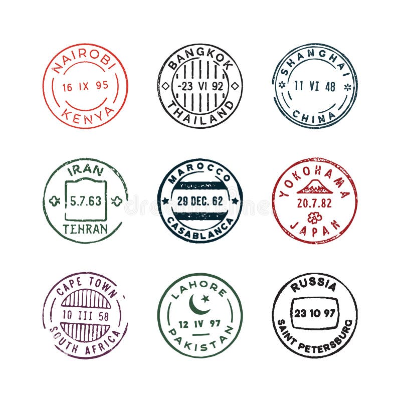 Set of Vintage Postage Stamps. Vector Illustration Stock Vector ...