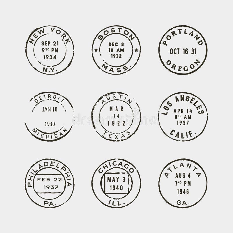 Set of Vintage Postage Stamps. Vector Illustration Stock Vector ...