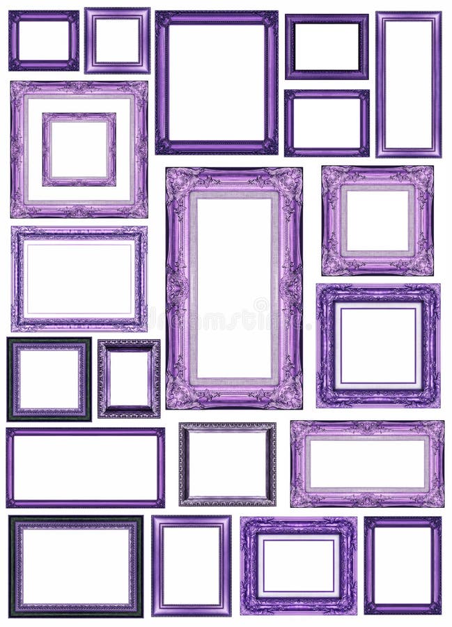 Set of Vintage Purple Frame with Blank Space Stock Photo - Image of ...