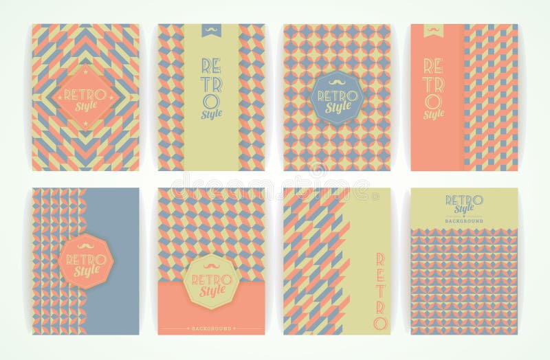 Set Flyers Geometric Patterns Icons Vintage Style Stock Illustrations ...