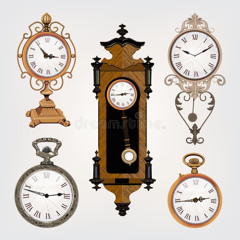 Different types of clocks stock vector. Illustration of object - 53093749