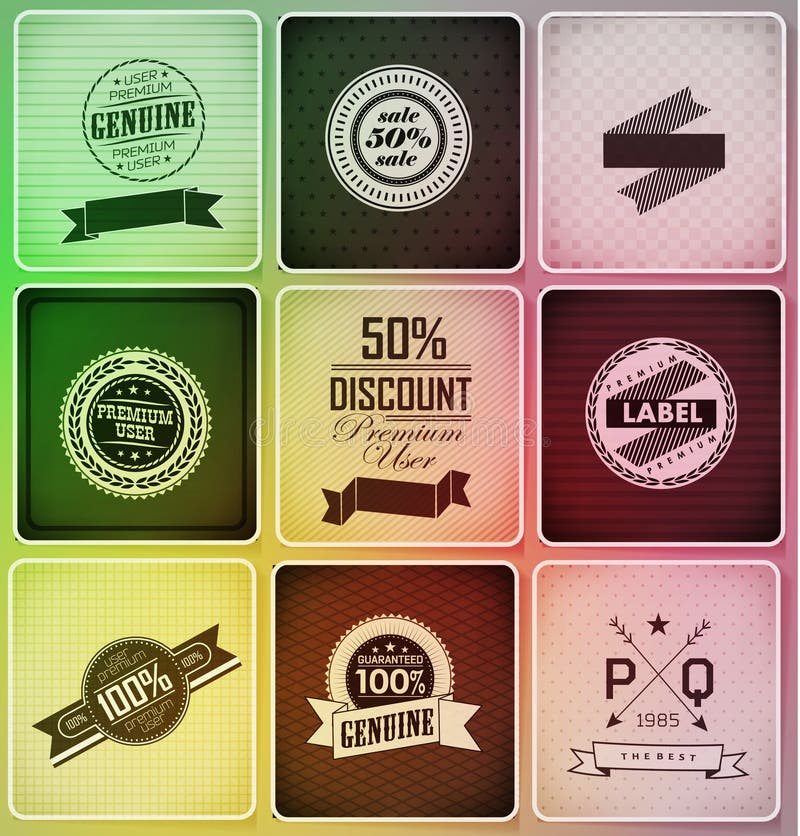 Set of Vintage Retro Labels Stock Illustration - Illustration of sale ...