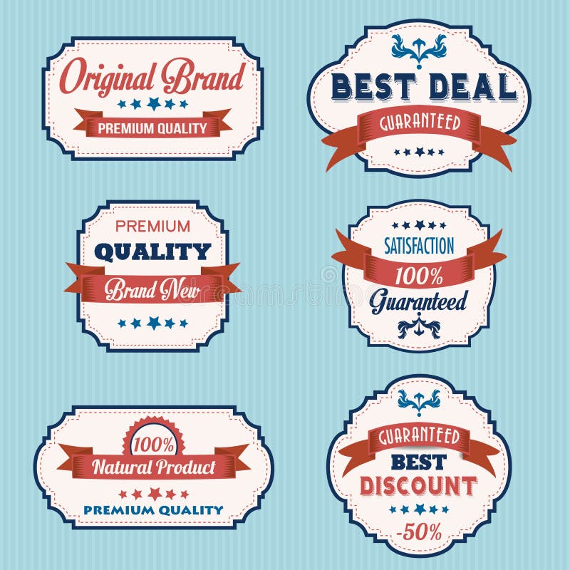 Set of Vintage Retro Labels Stock Illustration - Illustration of ...