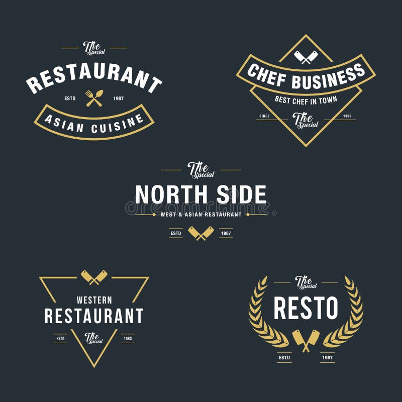 Set of Vintage Retro Restaurant Badges and Labels Stock Vector ...