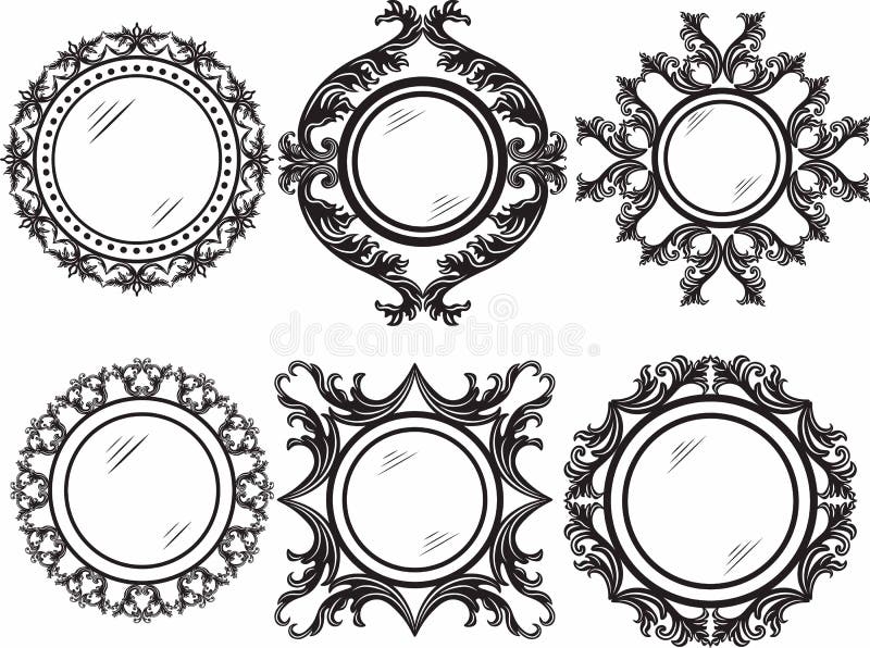 Set of Vintage Retro Round Vector Frames Stock Vector - Illustration of ...