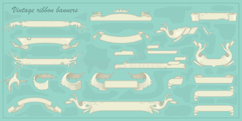 Set of Vintage Ribbon Banners for Your Text. Retro Styled. Stock Vector ...