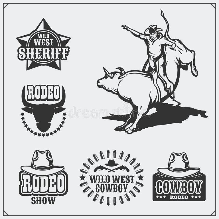 Set of Vintage Rodeo Labels, Badges, Emblems and Designed Elements ...