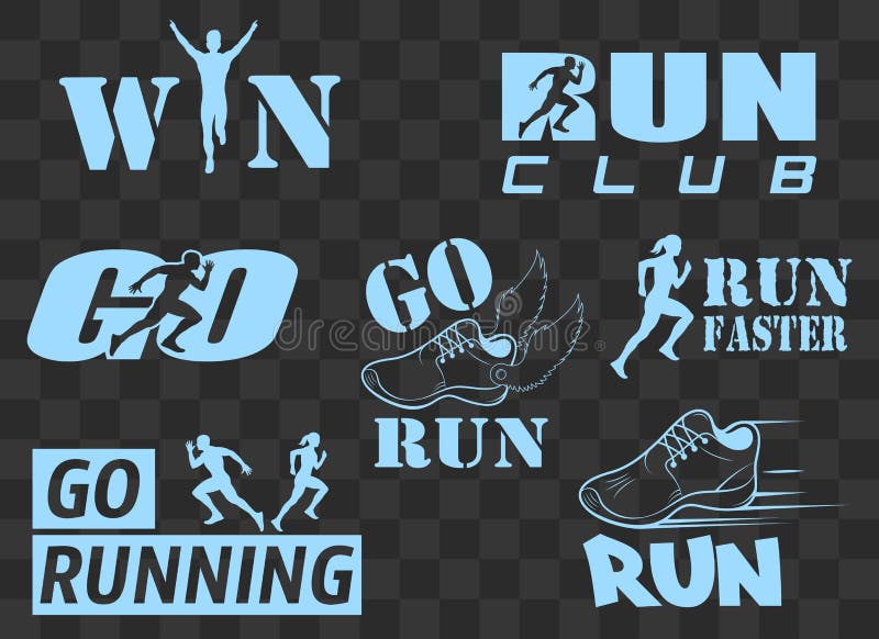 Set of Vintage Run Club Labels Stock Vector - Illustration of graphic ...