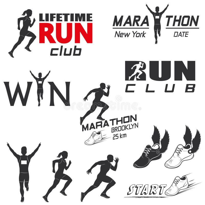 Running Club Labels, Emblems and Design Elements Stock Vector ...