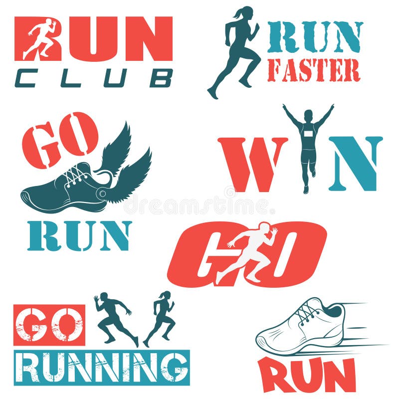 Set of Vintage Run Club Labels Stock Vector - Illustration of graphic ...