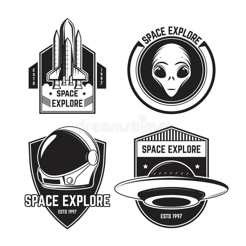 VINTAGE SPACE EMBLEM-2 stock vector. Illustration of mission - 158504284