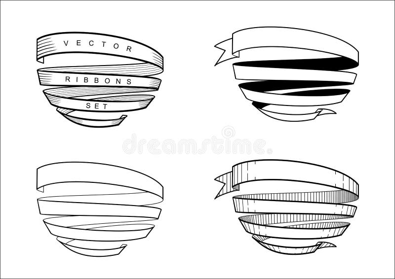 Set of Vintage Spiral Ribbons Stock Vector - Illustration of pattern ...