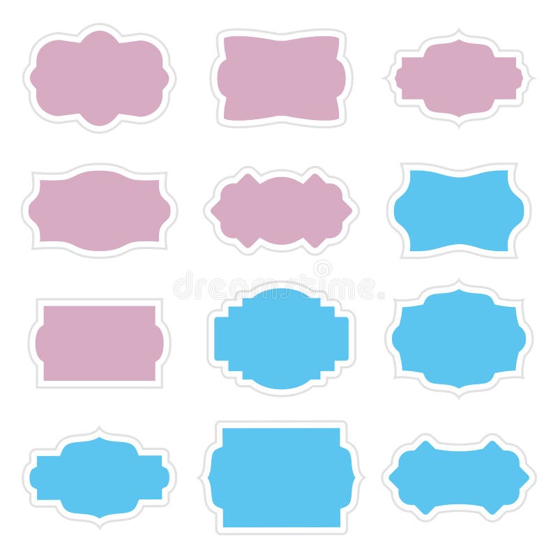 Set of Vintage Stickers Border in Frame for Messages. Stock Vector ...