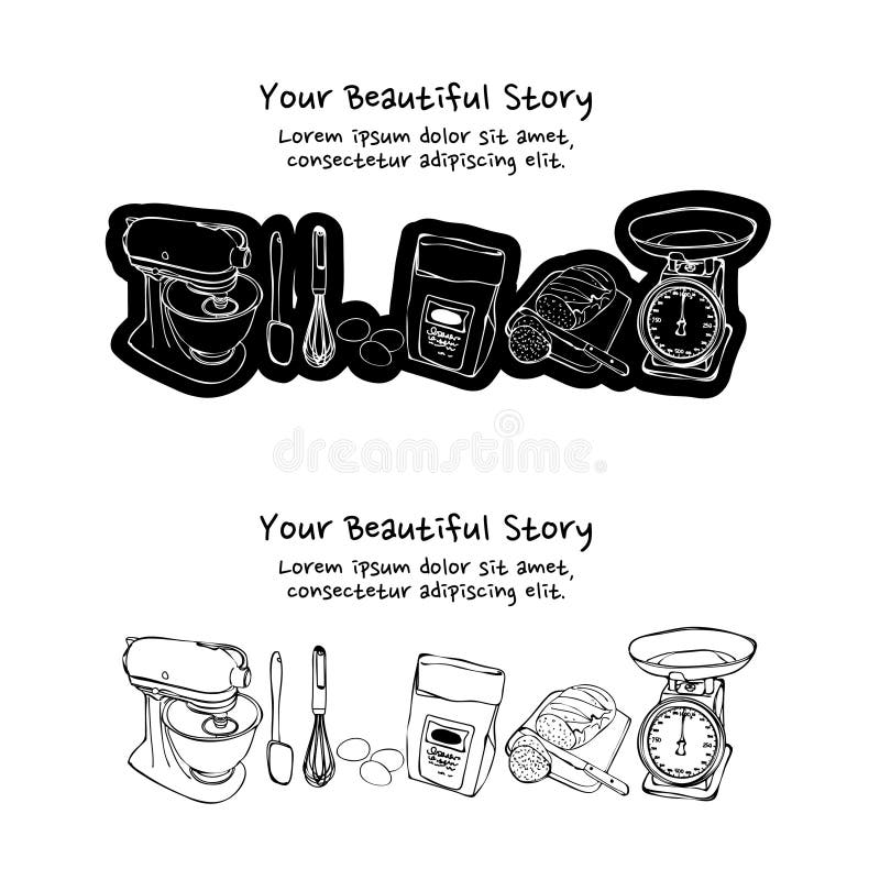 Set of Vintage Style Baking Tools Stickers Stock Illustration ...