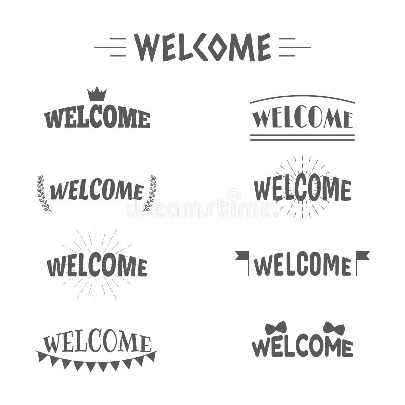Set of Vintage Style Welcome Labels, Emblems, Stickers or Badges Stock ...