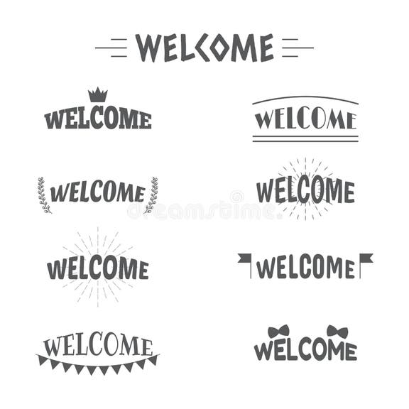 Set of Vintage Style Welcome Labels, Emblems, Stickers or Badges Stock ...