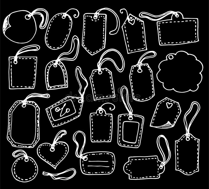 A Set of Vintage Tags for a Gift. Hand-drawn Doodle Style, White ...