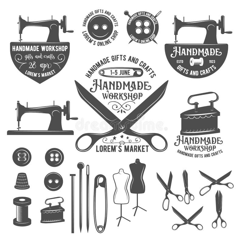Set of Vintage Tailor Labels, Badges and Design Elements Stock Vector ...