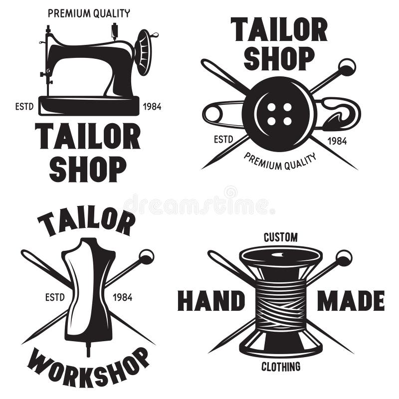 Set of Tailor Labels and Design Elements. Stock Vector - Illustration ...