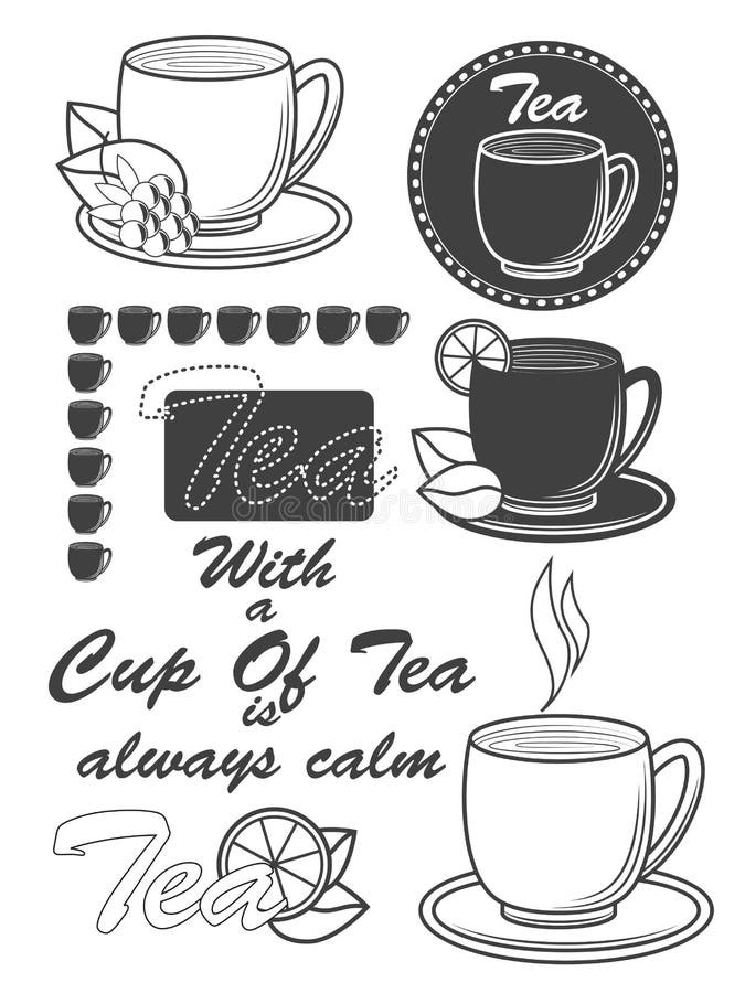 Set of Vintage Tea Labels, Badges and Design Elements. Vector Stock ...