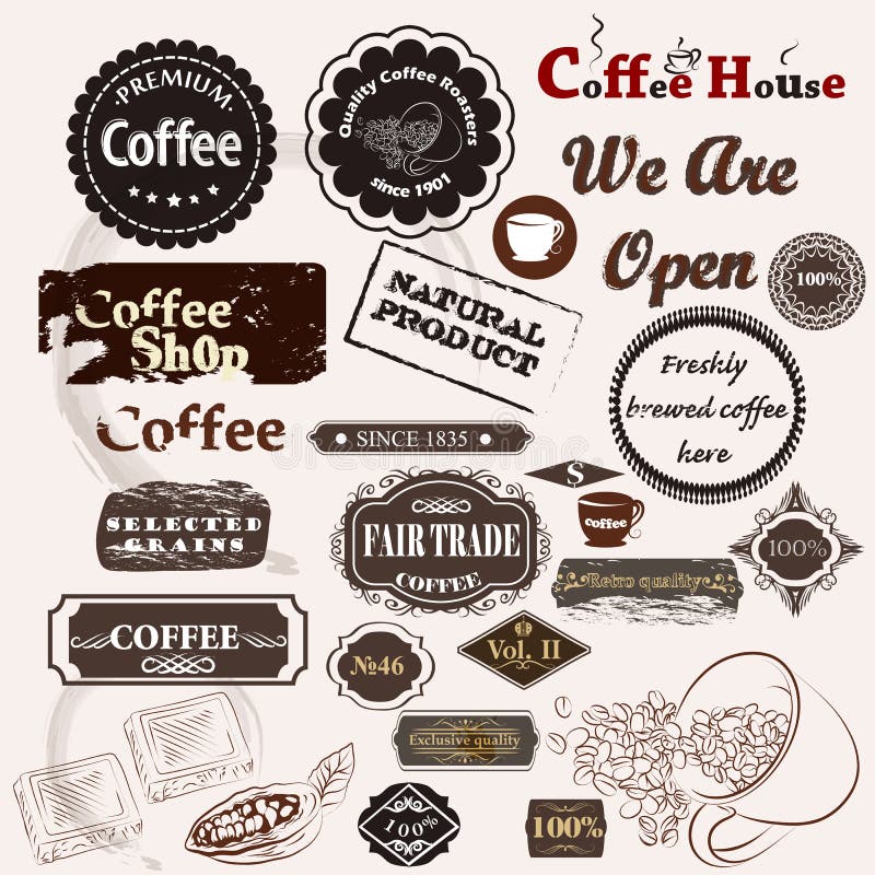 Set of Vintage Vector Coffee Badges and Labels Stock Vector ...